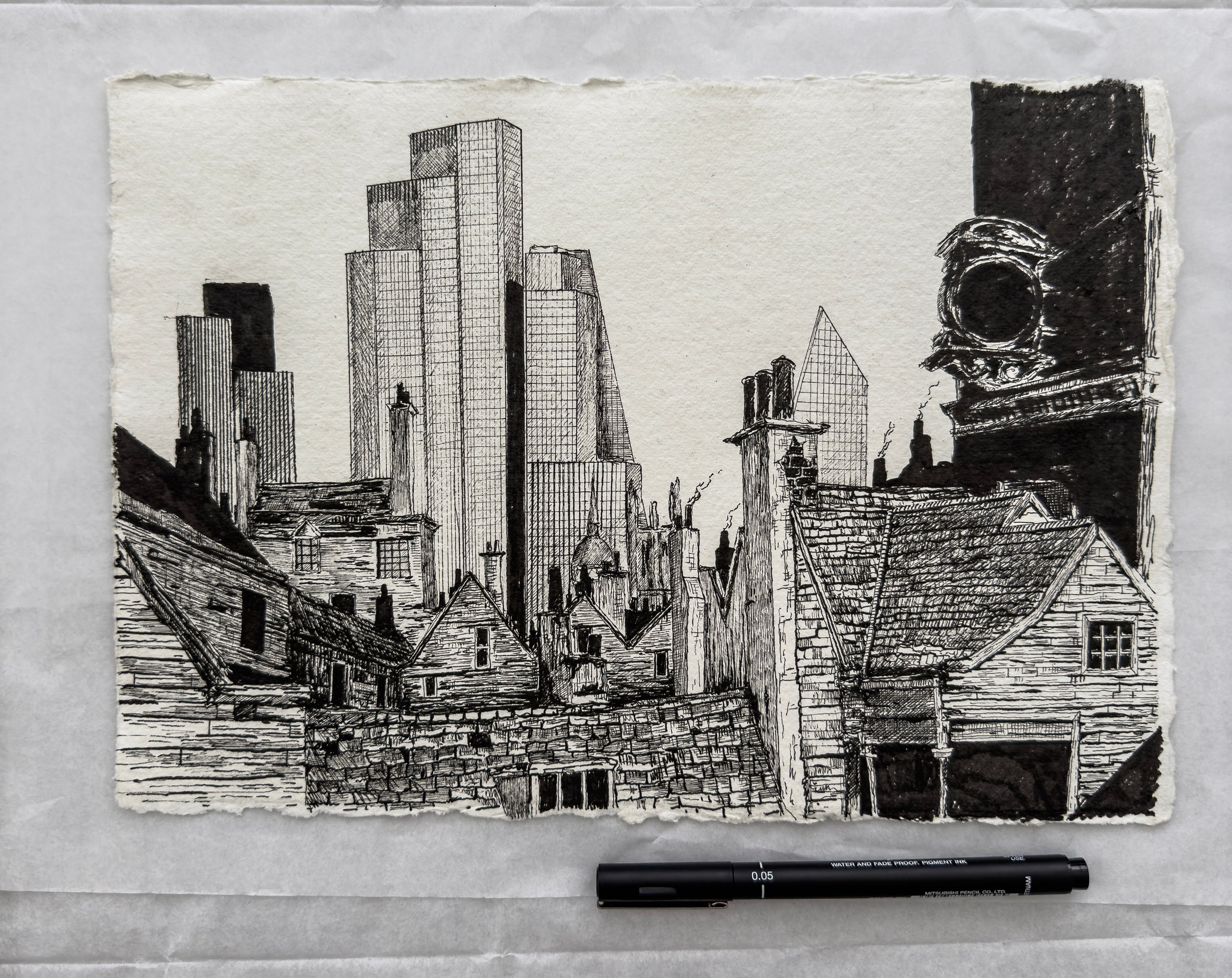 The City (A4 original sketch) – Marcus Dobbs